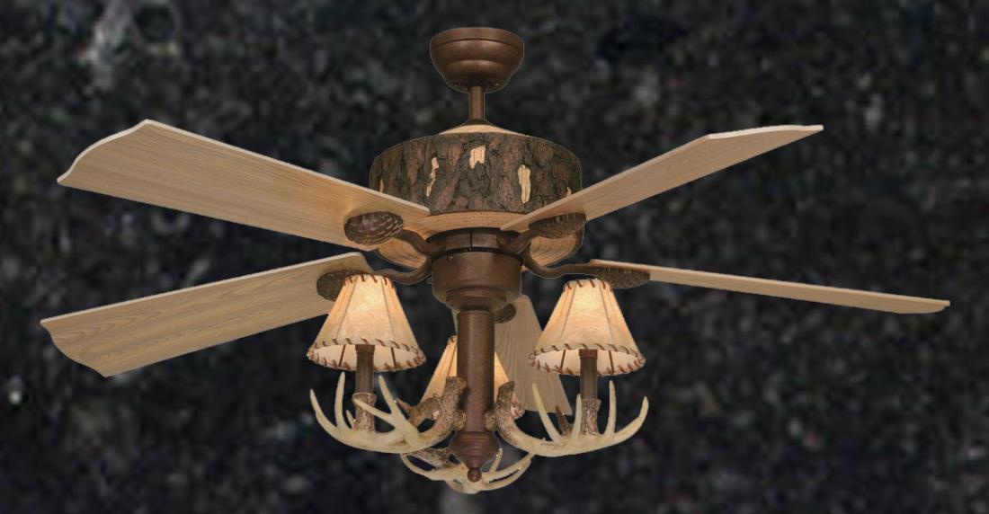 Standard Size Rustic Ceiling Fans | Rustic Faux 52 inch Antler Ceiling ...