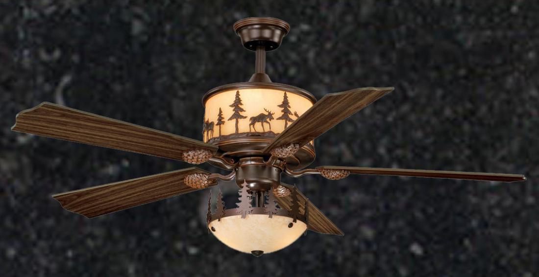 Standard Size Rustic Ceiling Fans | Moose Yukon Ceiling 56 inch Fan w ...