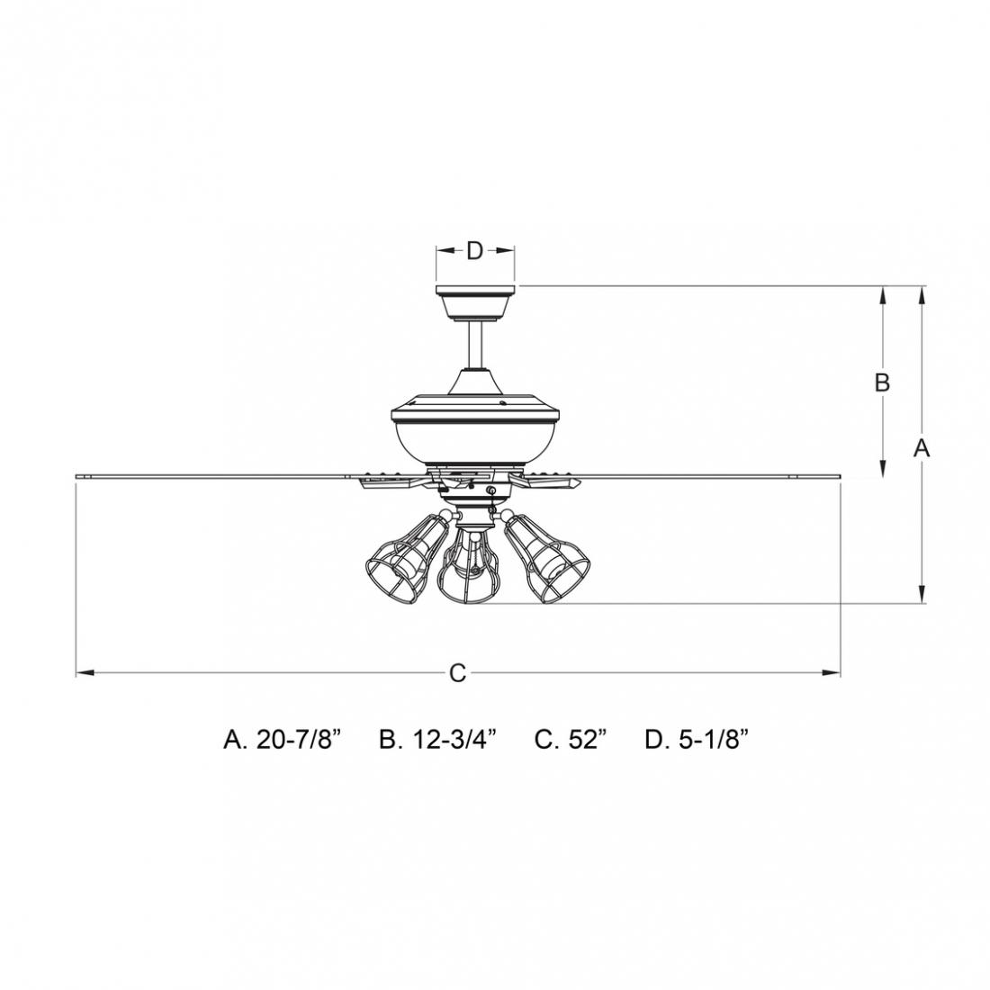 European Mounts | Edison Rustic 52 inch Ceiling Fan w/ Industrial Cage ...
