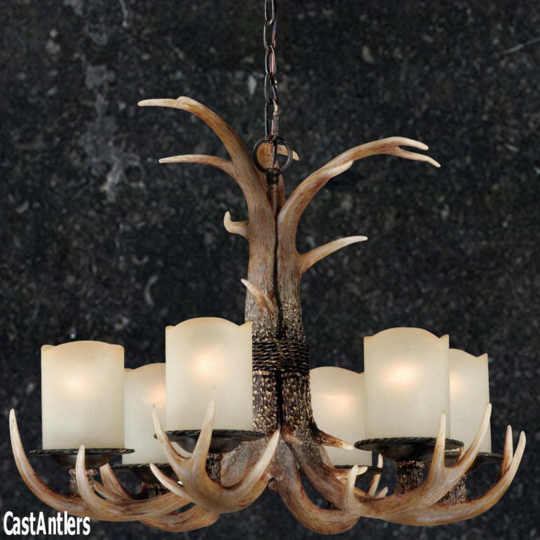 Deer Antler Chandeliers | 6-Light Lodge Cast Antler Chandelier | Rustic ...