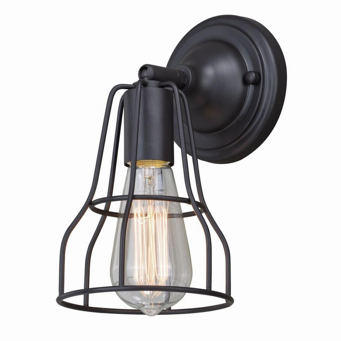 Rustic Sconces | 1 Light Edison Bronze Cage Vanity Light/Sconce ...